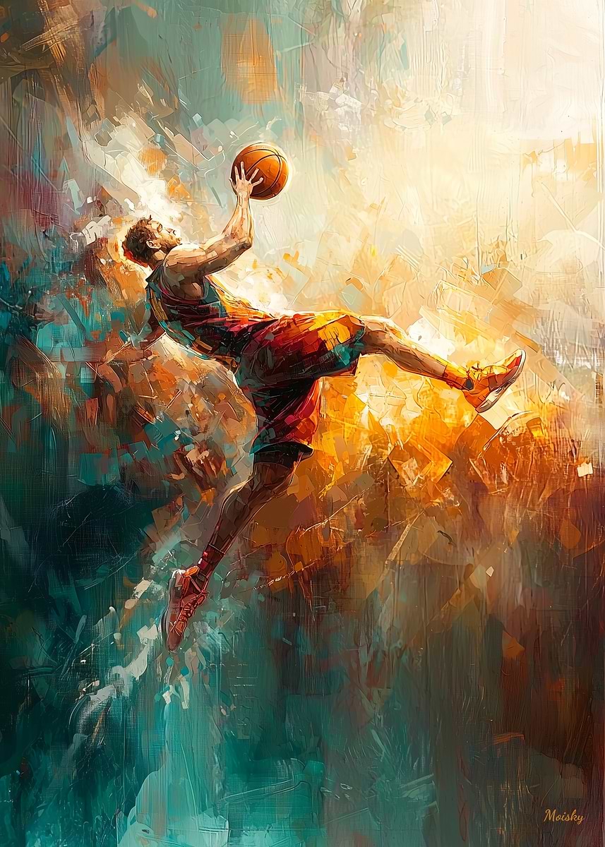 'Basketball Player in Flight Abstract Art' Poster, picture, metal print ...