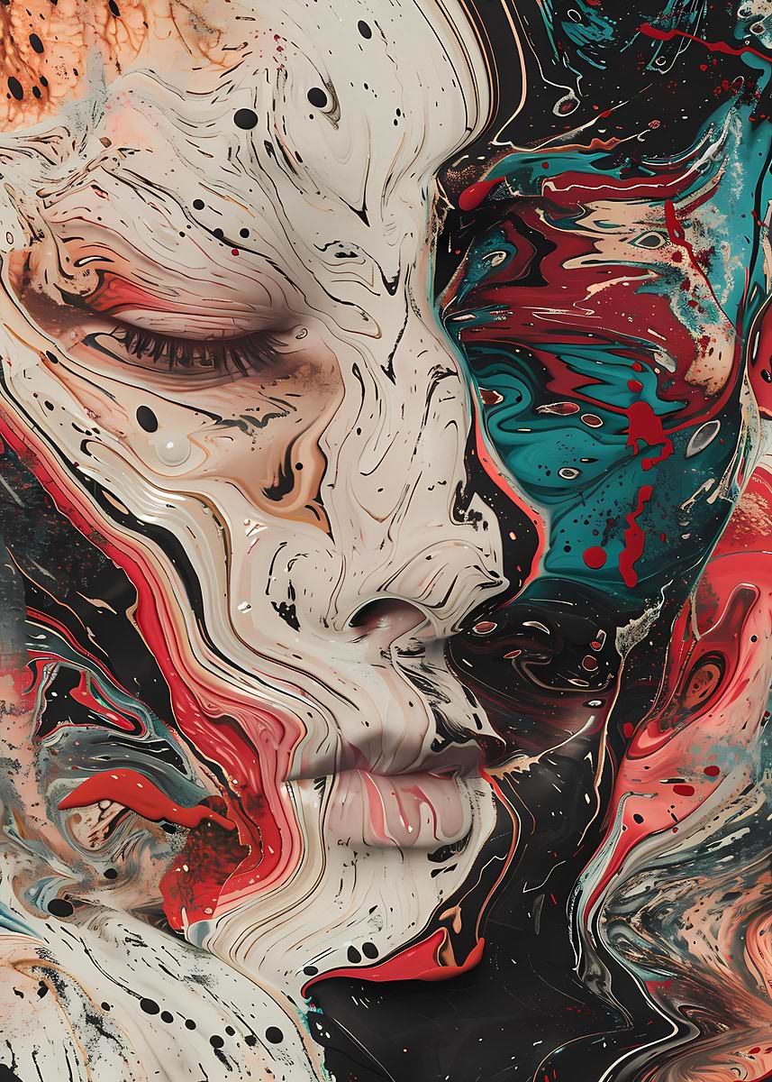 'Abstract Face in Swirls' Poster, picture, metal print, paint by Aurora ...
