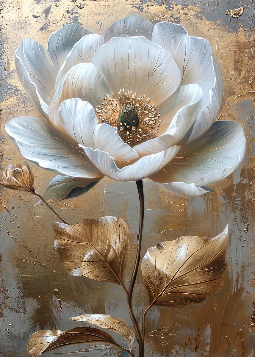 'Golden Flower Painting' Poster, picture, metal print, paint by CINEMO ...