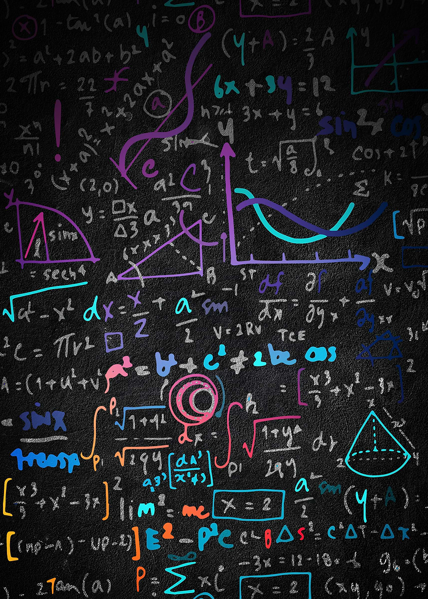 'Math Equations on Blackboard' Poster, picture, metal print, paint by ...