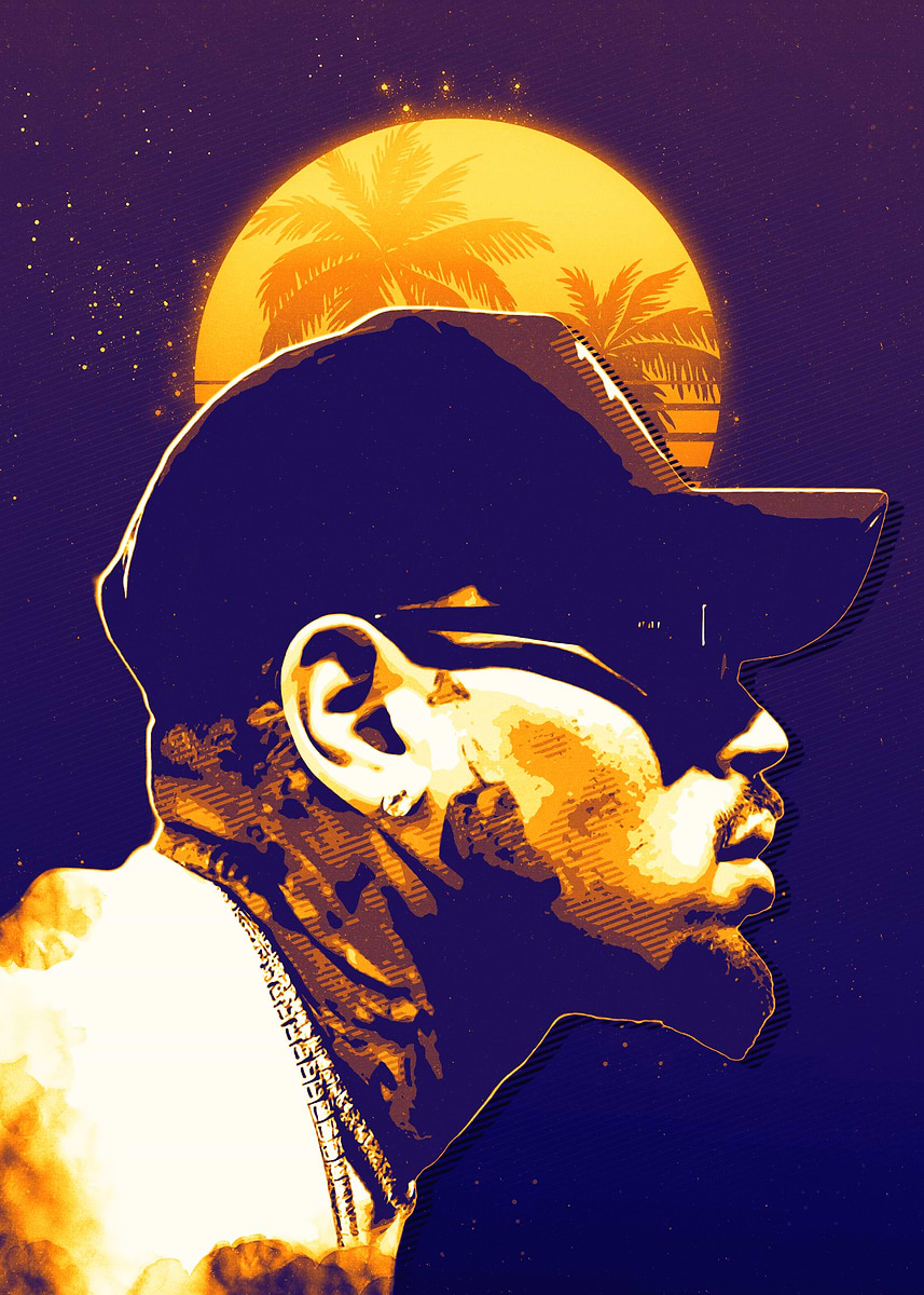 'Chris Brown Retro Portrait' Poster, picture, metal print, paint by ...