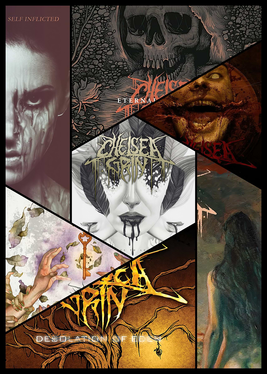 'Chelsea Grin Album Collage' Poster, picture, metal print, paint by ...