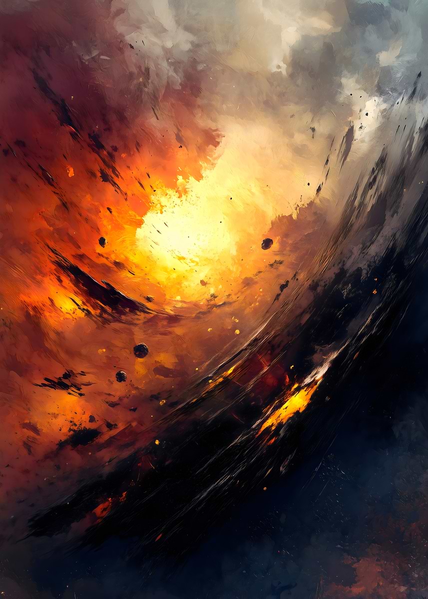 'Fire Abstract Art Painting' Poster, picture, metal print, paint by ...