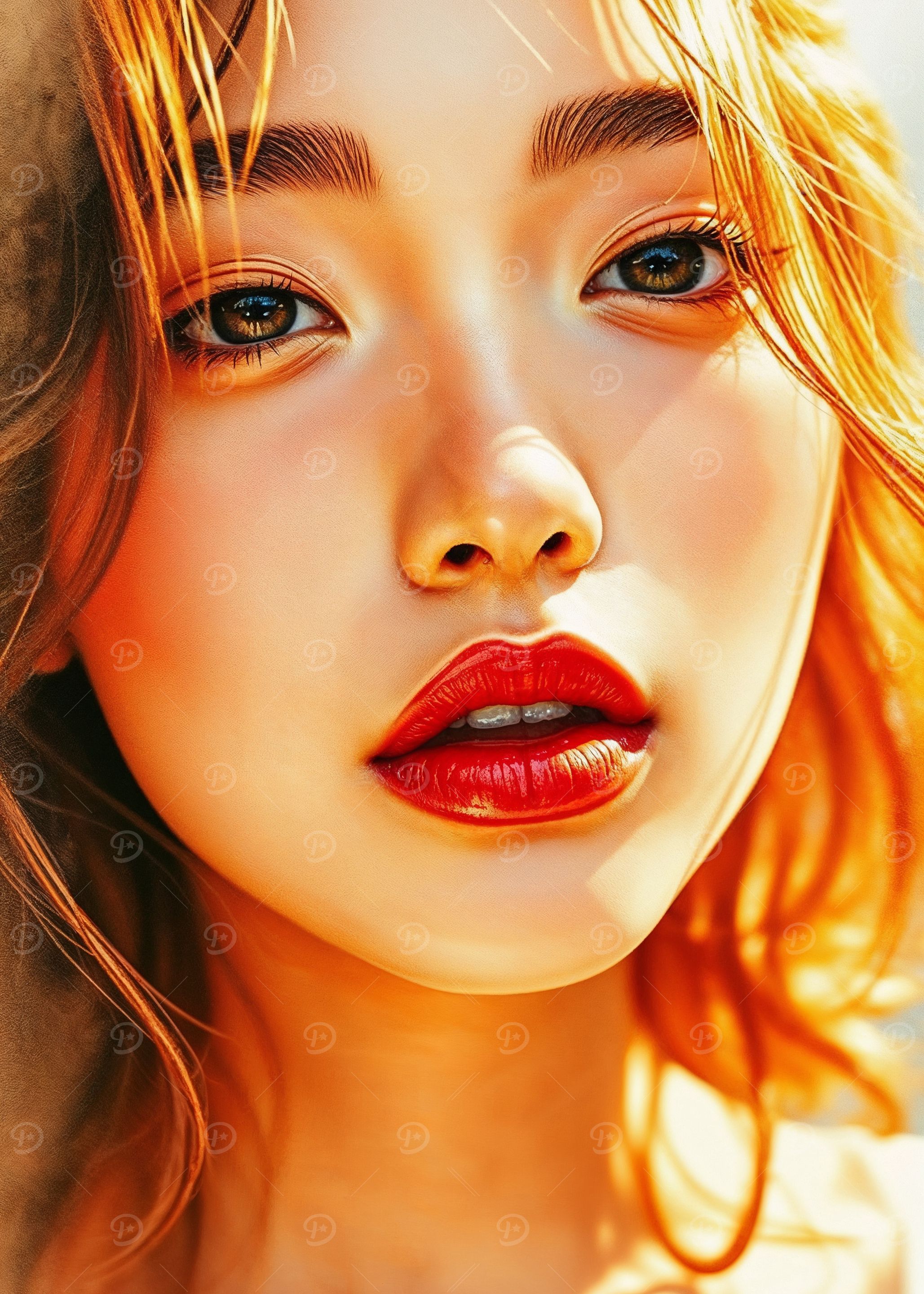 'Beautiful Asian Woman Face 03' Poster, picture, metal print, paint by ...