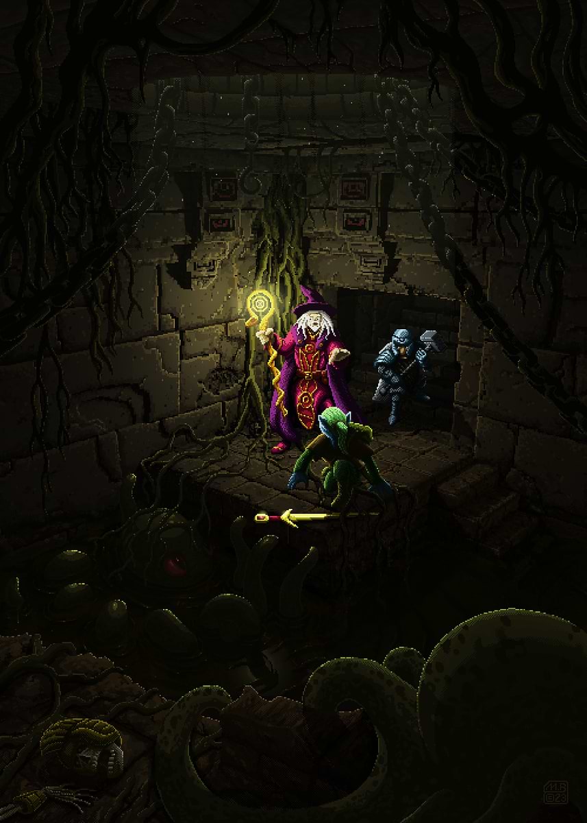 'Pixel Art - The Lurking Folly' Poster, picture, metal print, paint by ...