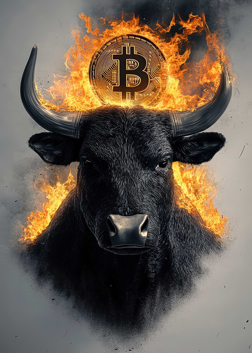'Bitcoin Bull' Poster, picture, metal print, paint by CodeCrafted Art ...