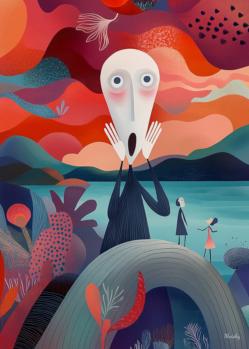 'Modern Abstract Scream: Vibrant Artistic Twist' Poster, picture, metal ...