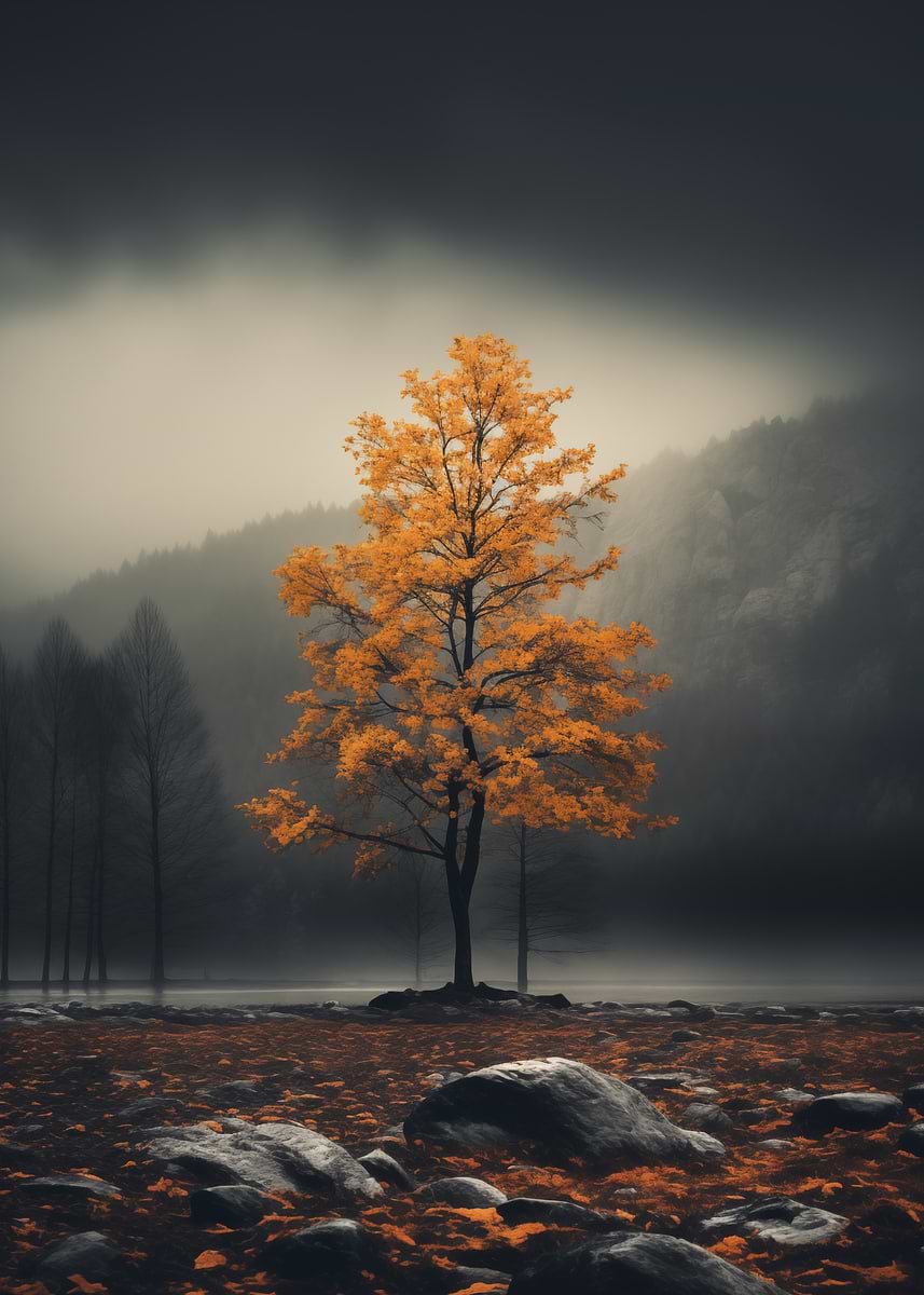 'Lonely Autumn Tree' Poster, picture, metal print, paint by Roman ...