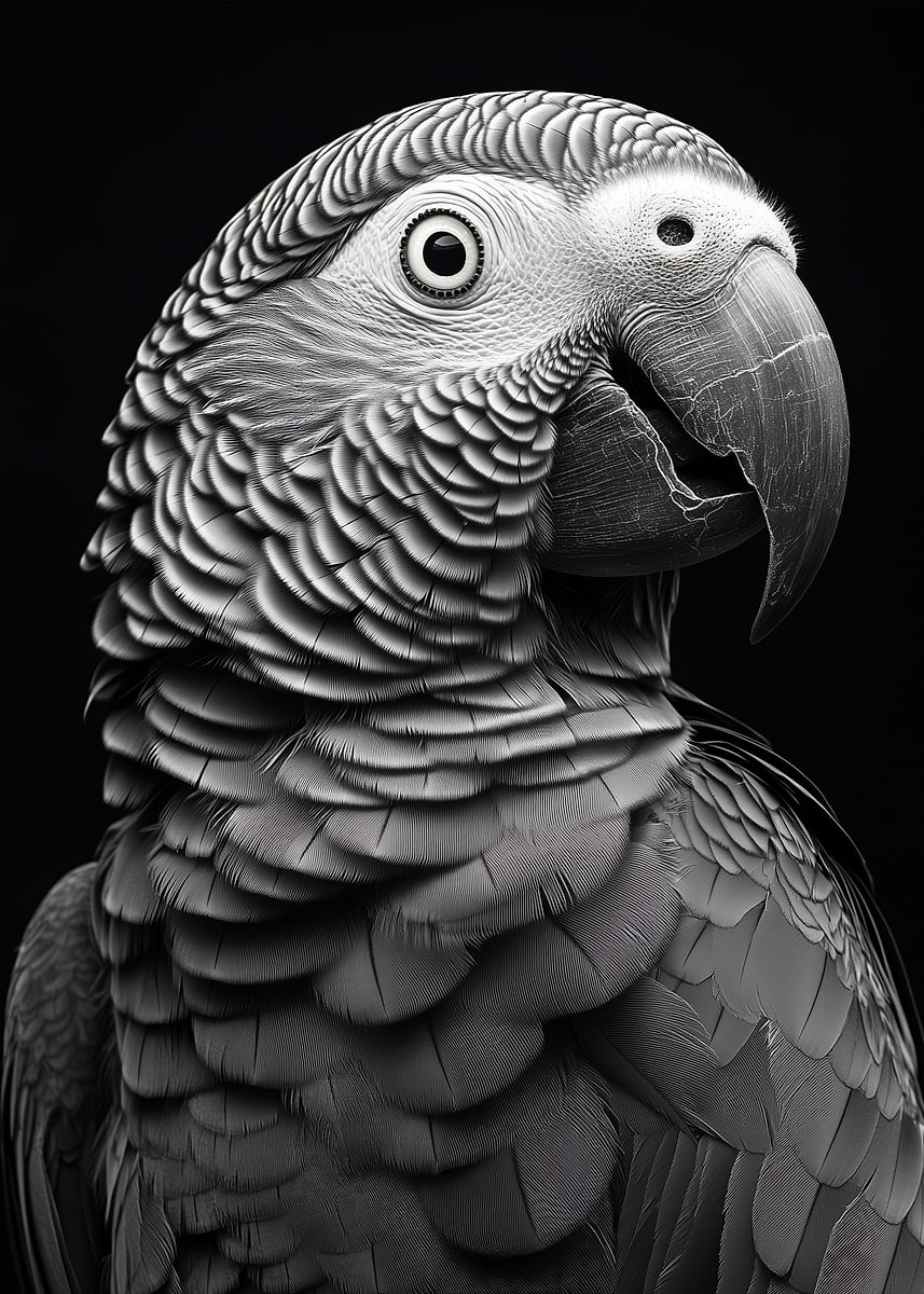 'Grey Parrot Portrait' Poster, picture, metal print, paint by DWAstore ...