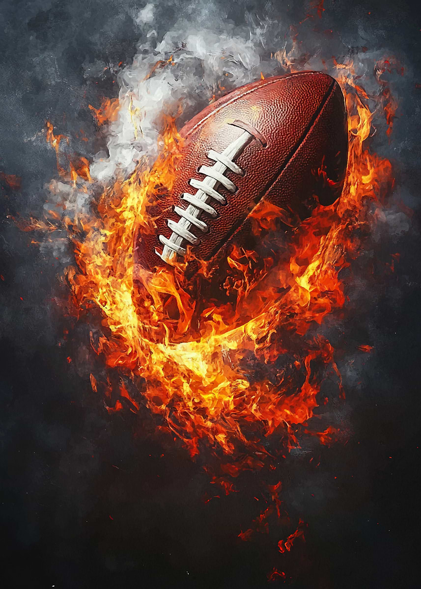 'Flaming Football' Poster, picture, metal print, paint by ...