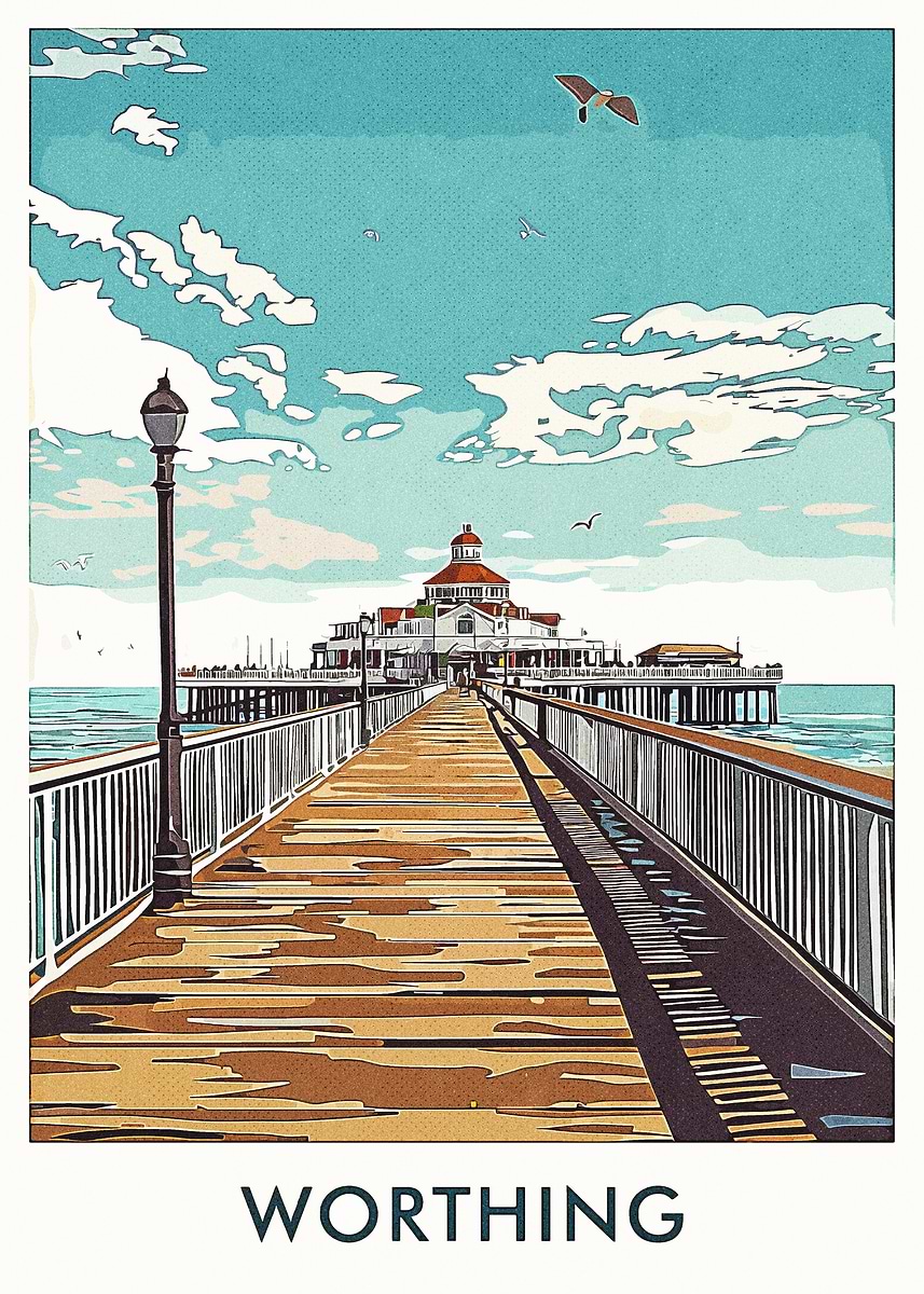 'Worthing Pier Illustration' Poster, picture, metal print, paint by ...