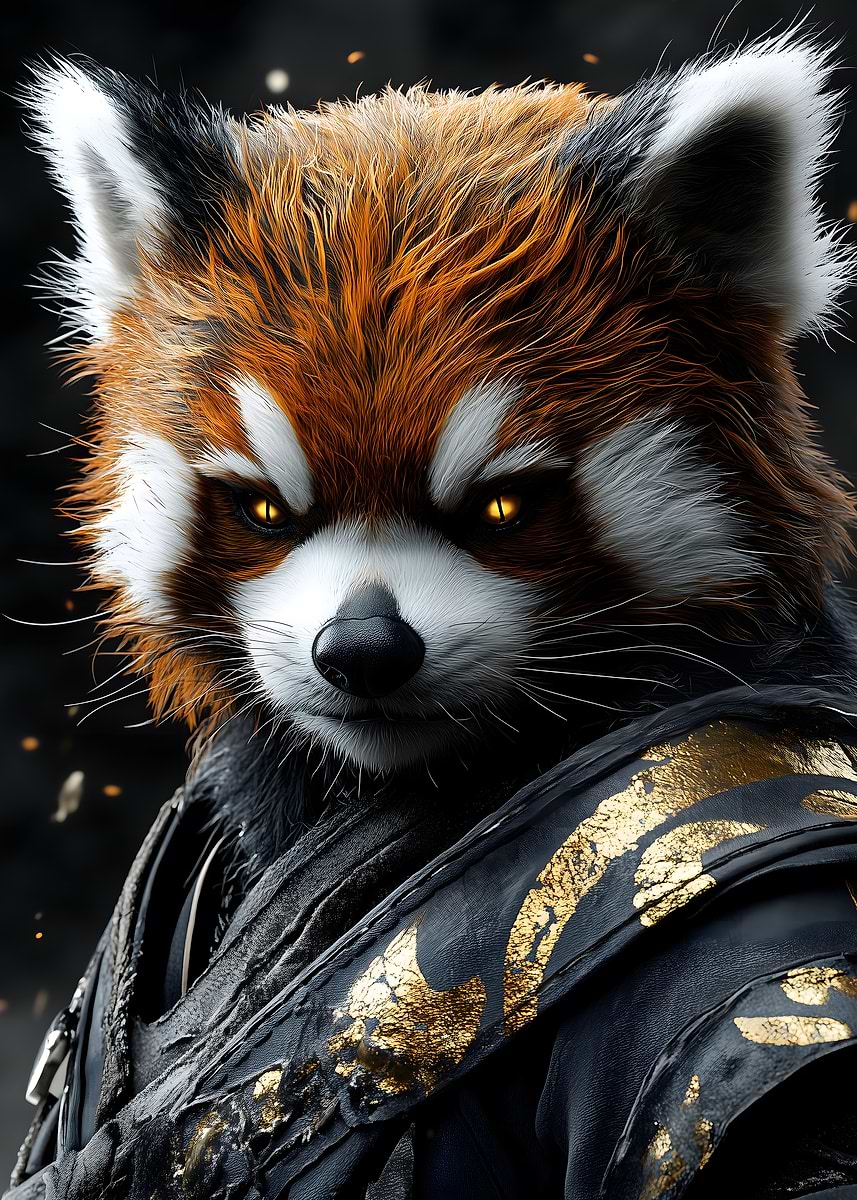 'Red Panda Warrior Animal' Poster, picture, metal print, paint by ...