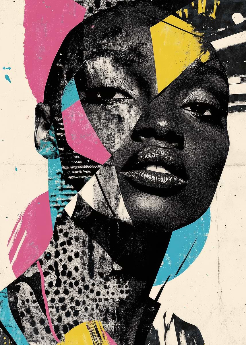 'Abstract Portrait Collage' Poster, picture, metal print, paint by ...