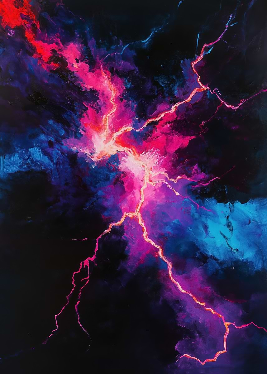 'Abstract Lightning Storm' Poster, picture, metal print, paint by ...
