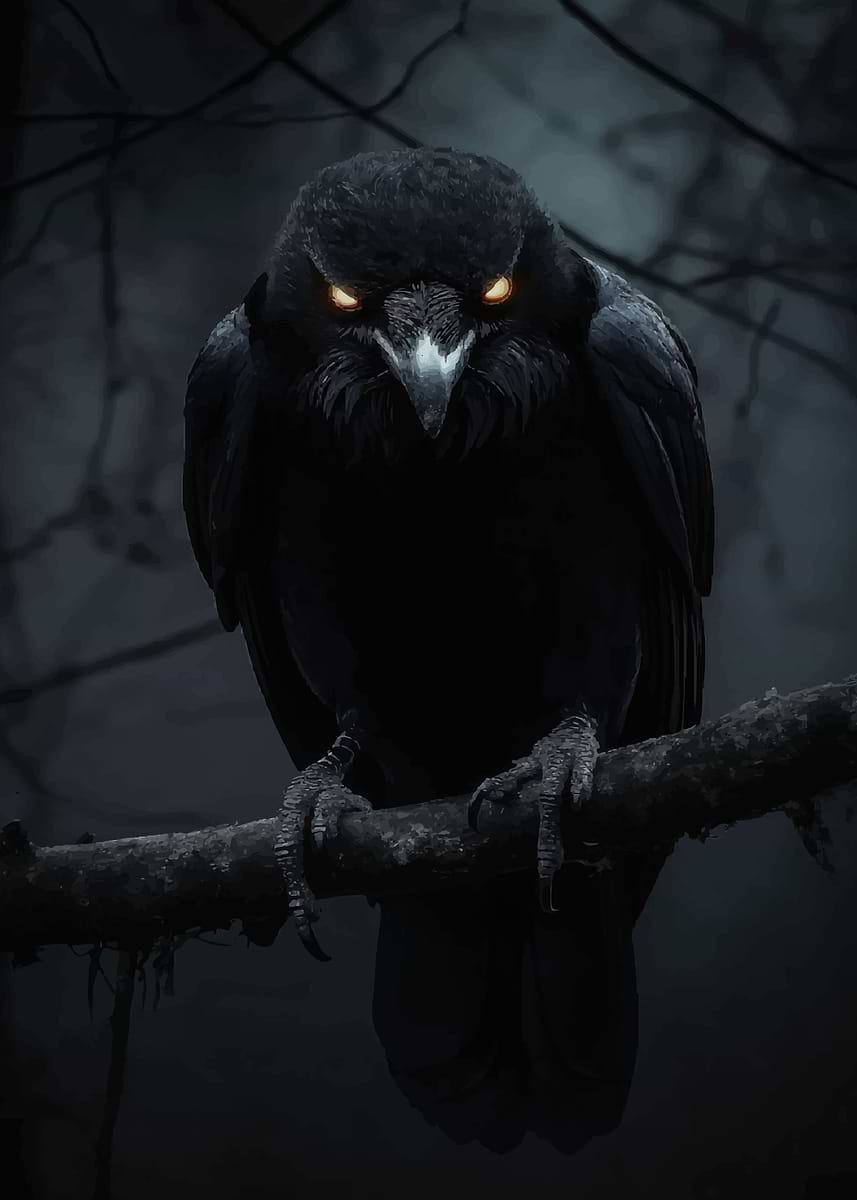'Raven with Glowing Eyes' Poster, picture, metal print, paint by ...