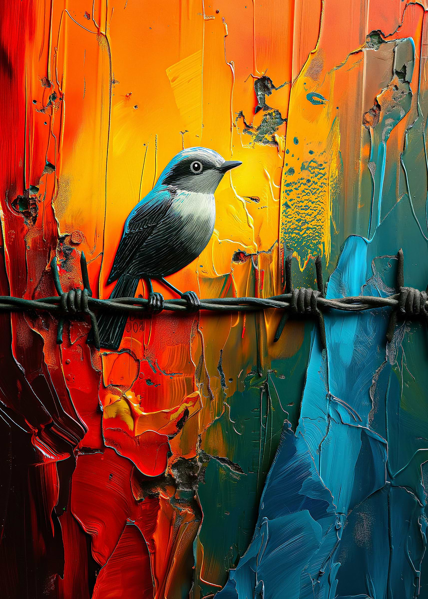 'Bird on Barbed Wire' Poster, picture, metal print, paint by Lorence ...