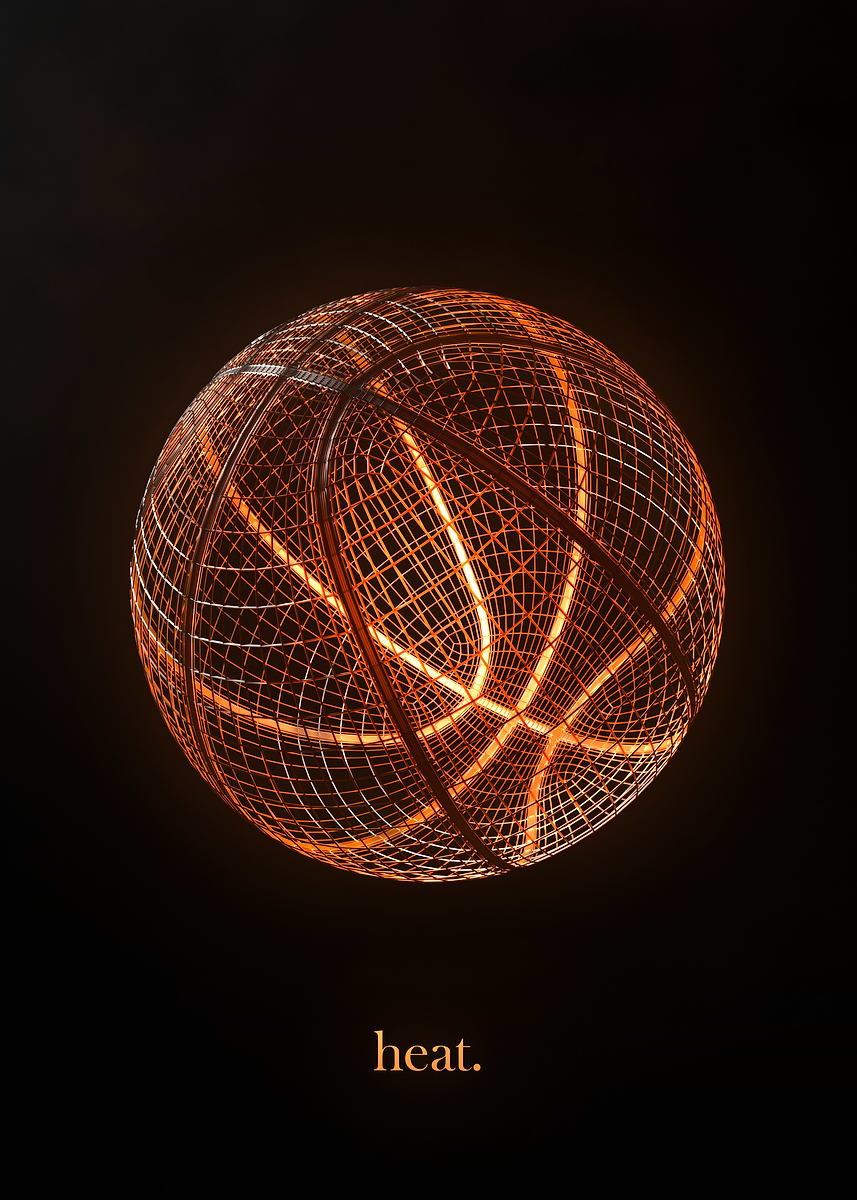 'Wireframe Basketball - Heat' Poster, picture, metal print, paint by ...