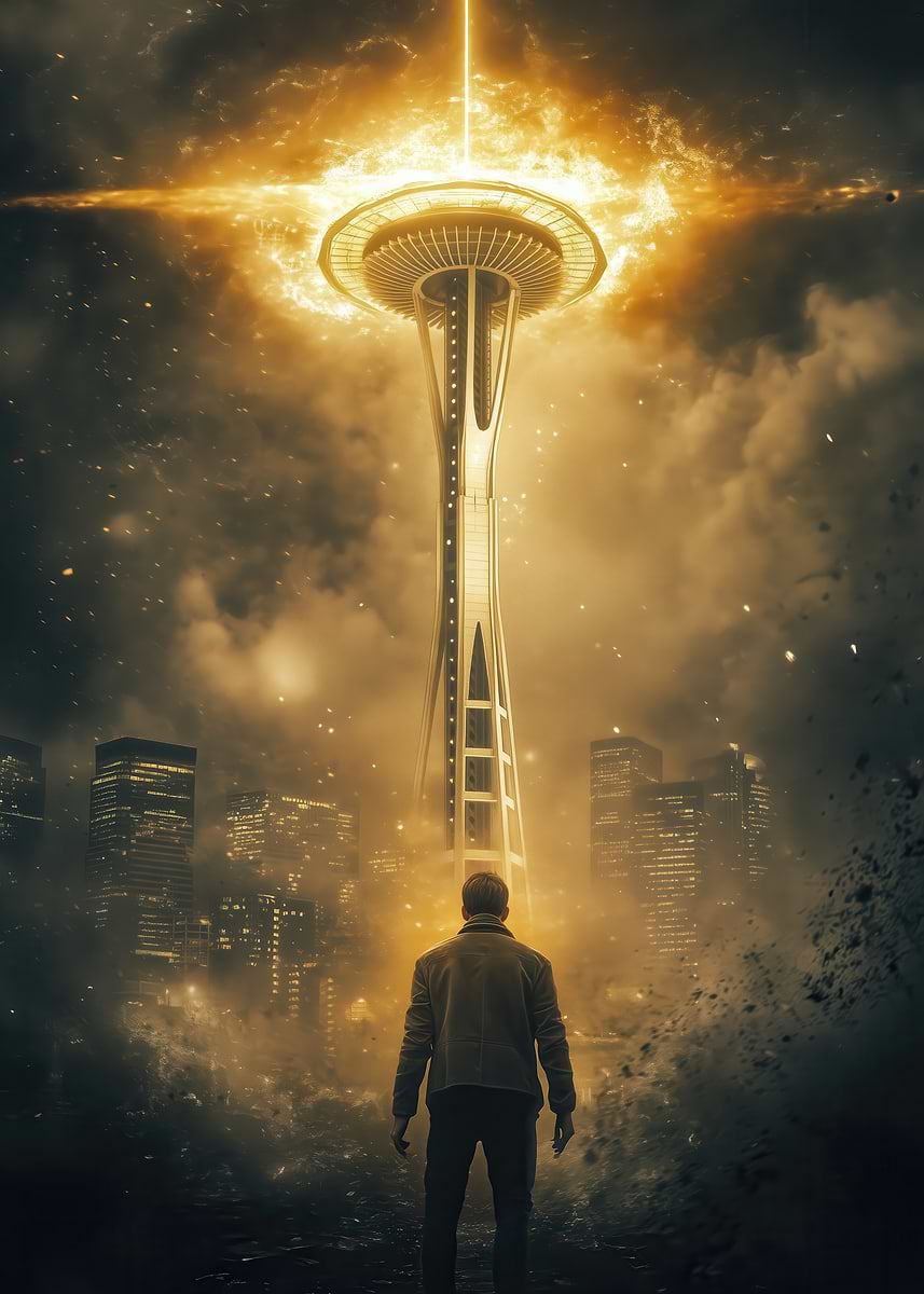 'New Vegas Space Needle Eruption' Poster, picture, metal print, paint ...