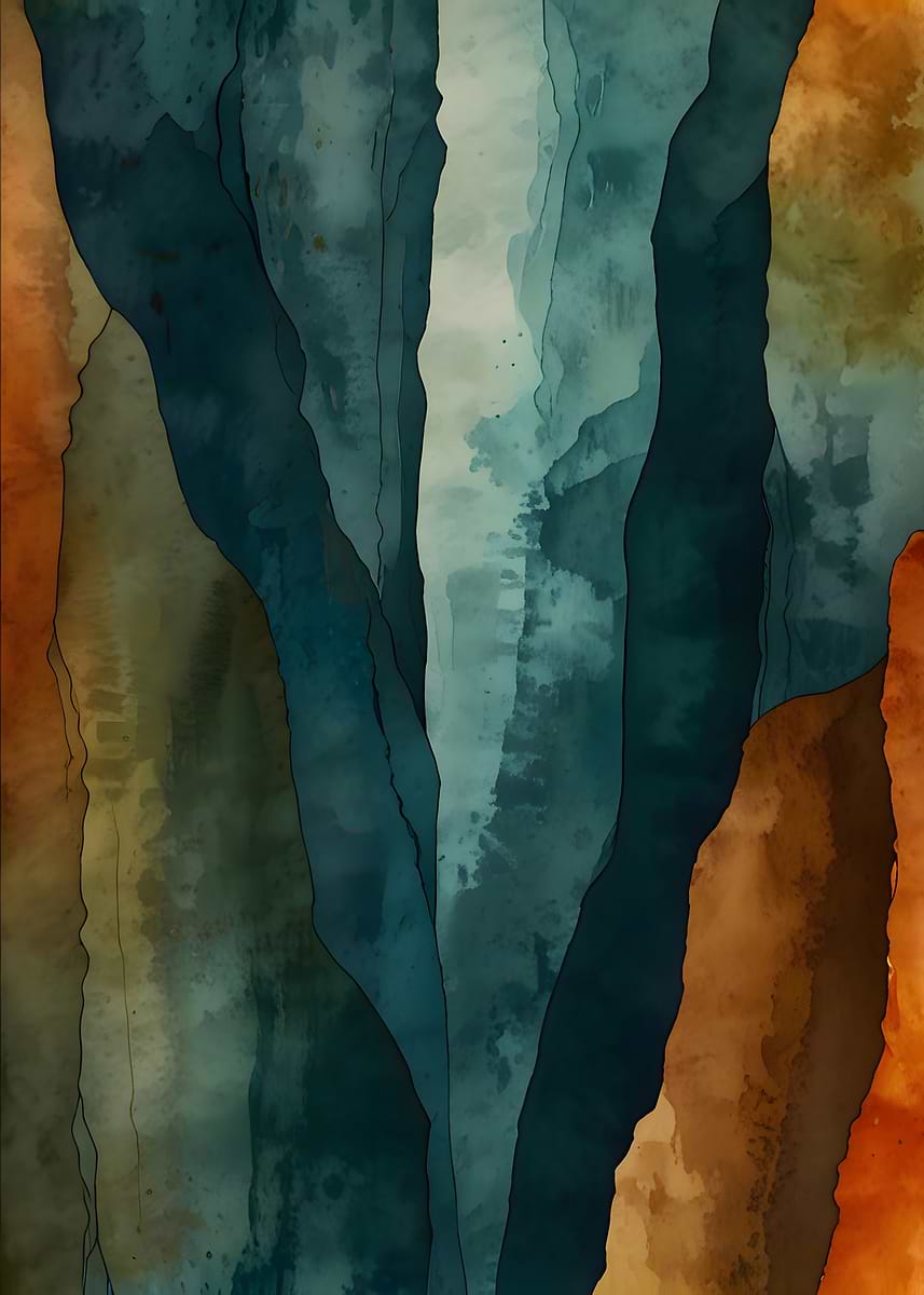 'Rust and Teal' Poster, picture, metal print, paint by Kintsugi 99 ...