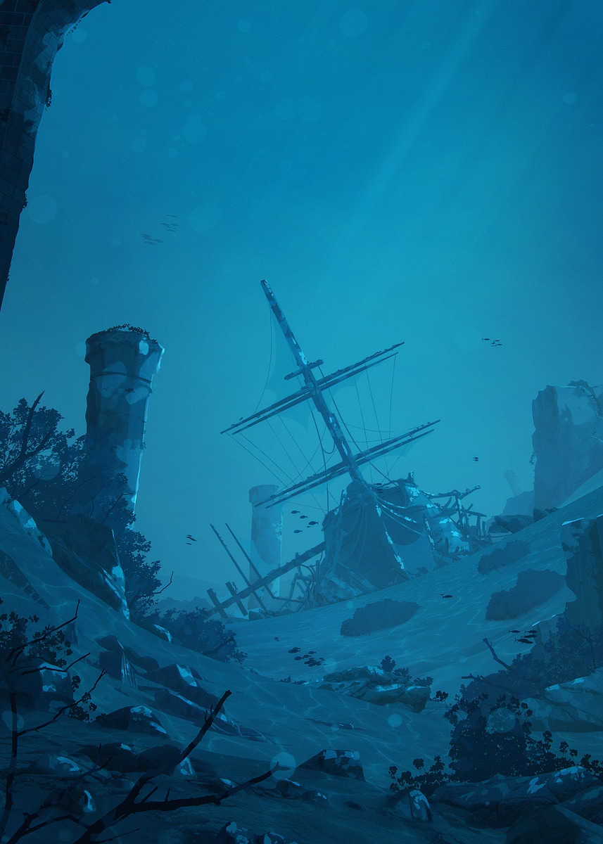 'Sunken Shipwreck' Poster, picture, metal print, paint by Jordan Imbert ...