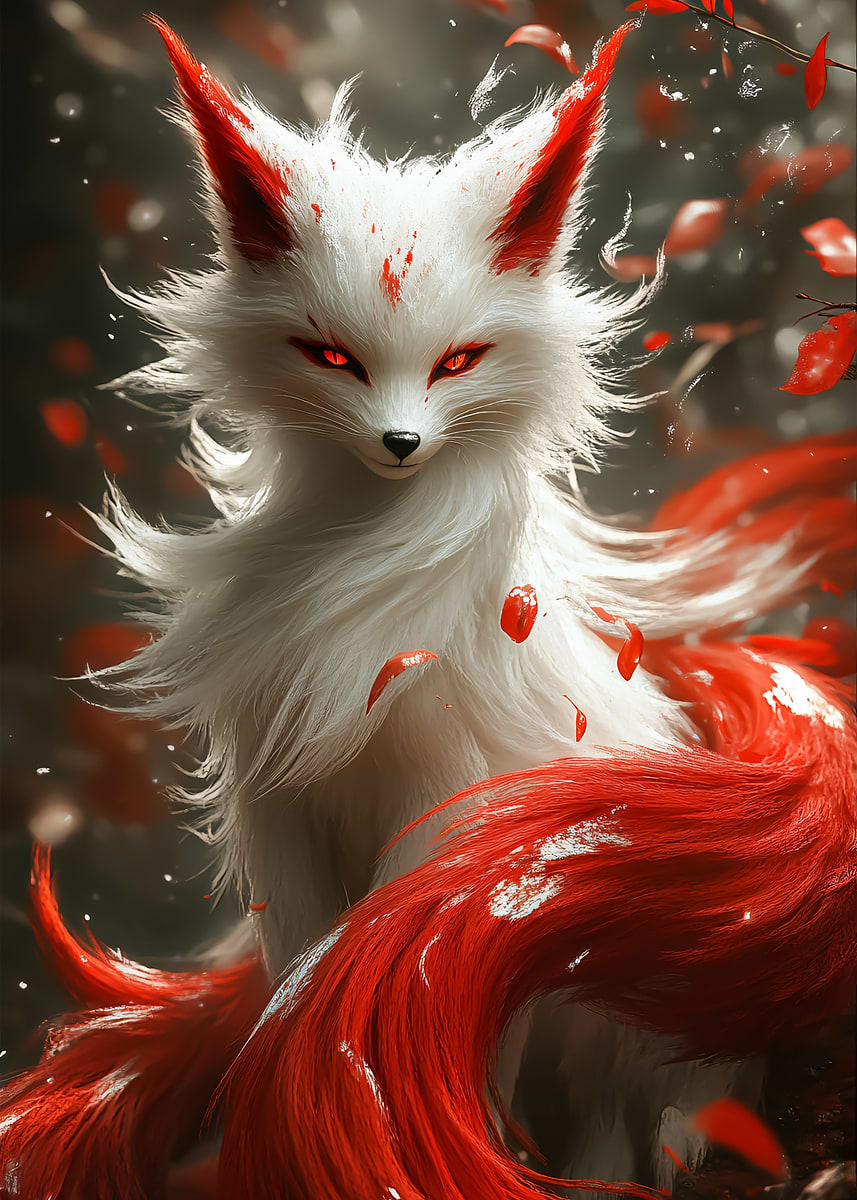 'Red and White Fox' Poster, picture, metal print, paint by Leoni | Displate