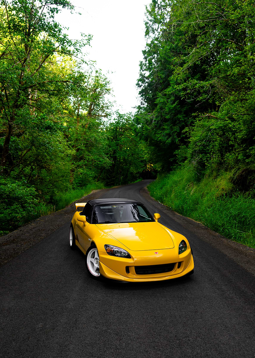 'Yellow Honda S2000 on Winding Road' Poster, picture, metal print ...
