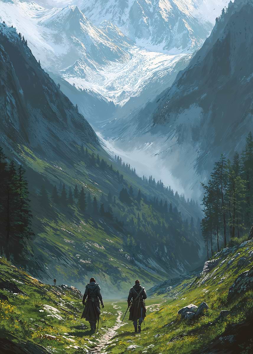 'Mountain Path Adventure' Poster, picture, metal print, paint by ...