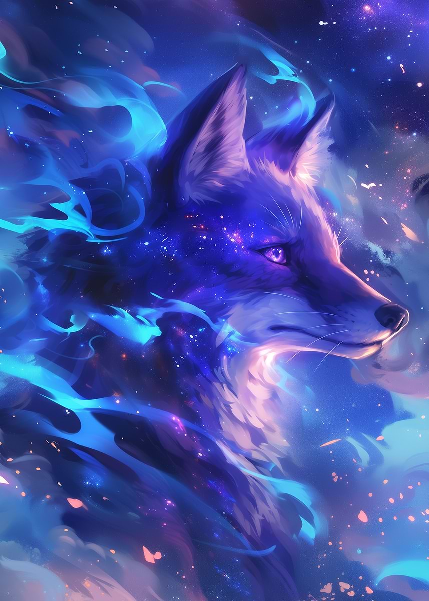 'Cosmic Fox' Poster, picture, metal print, paint by Luna Echo | Displate