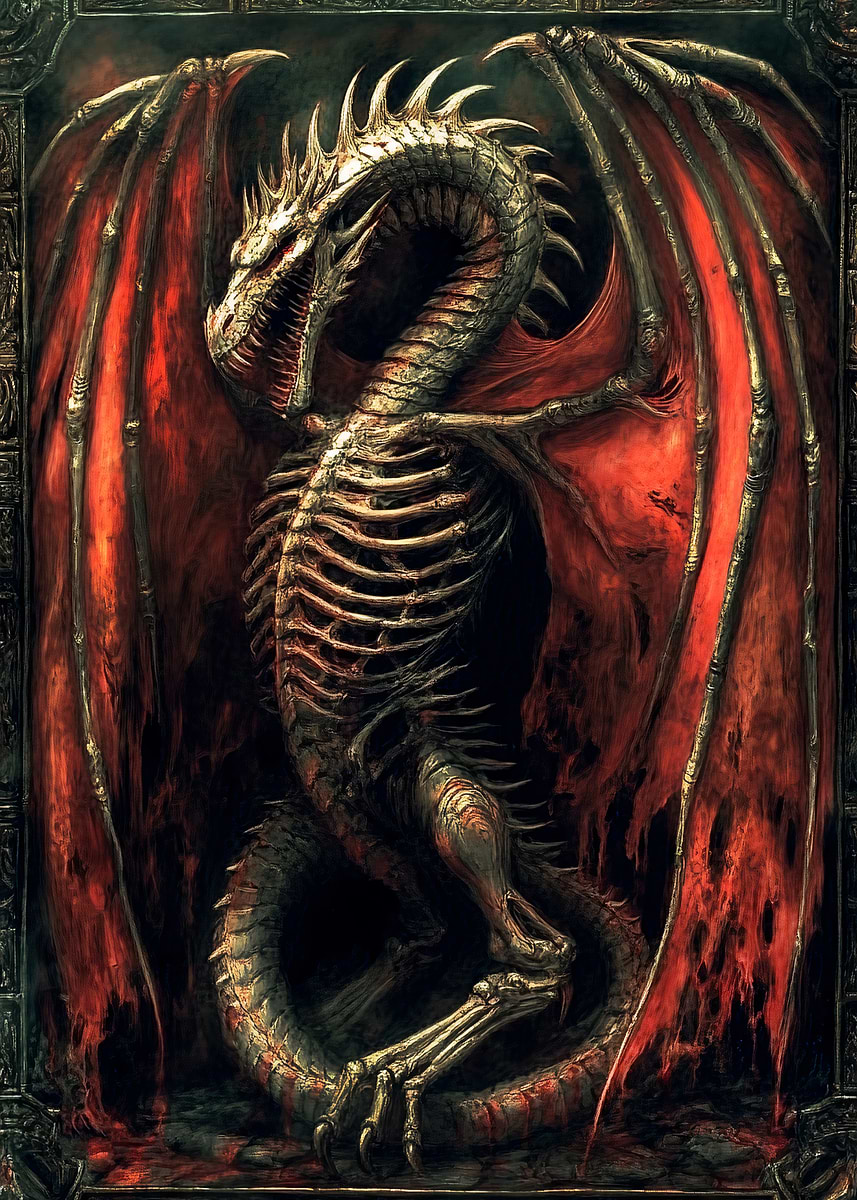 'Dragon bones ' Poster, picture, metal print, paint by Movzz | Displate