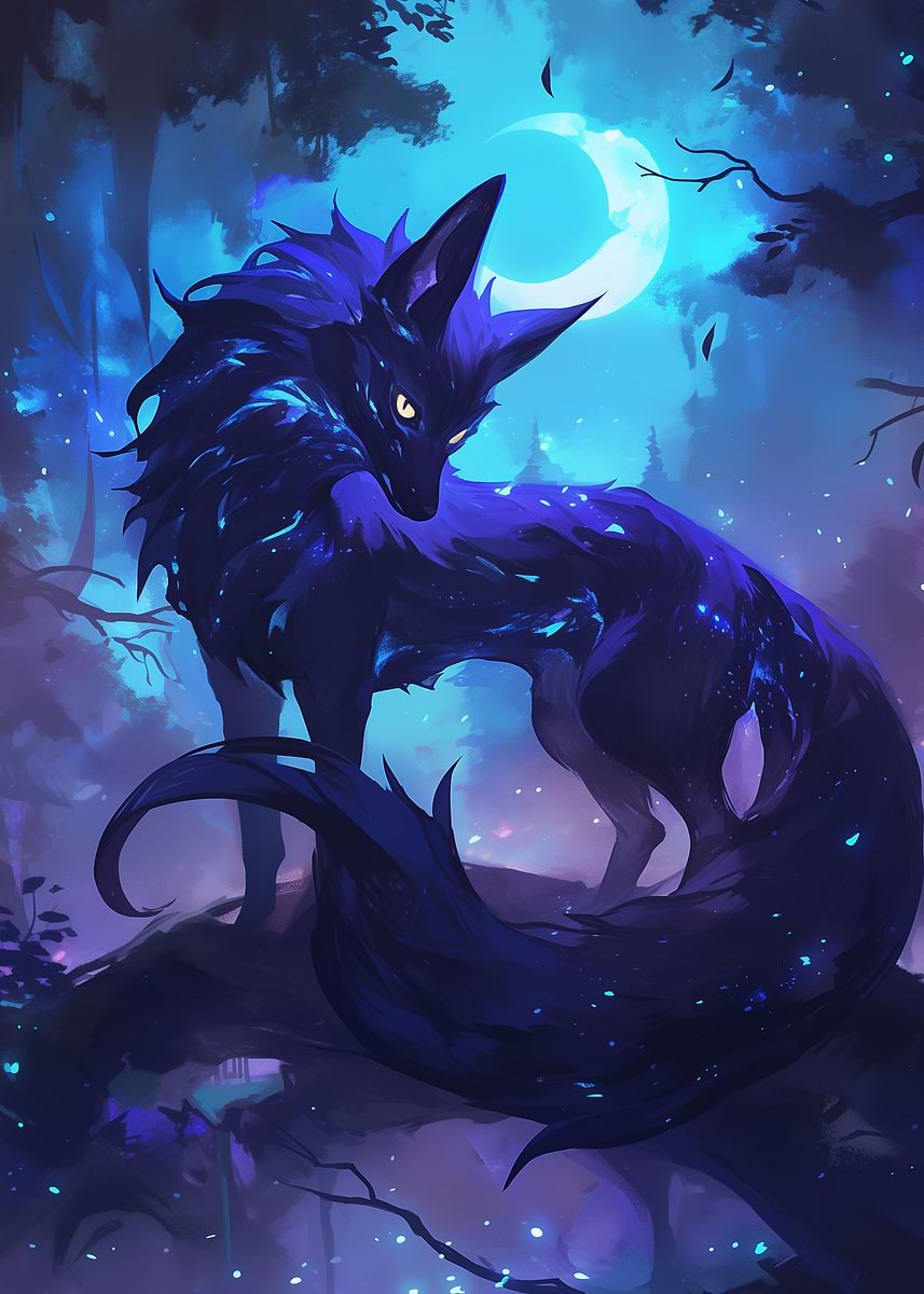 'Mystical Blue Fox' Poster, picture, metal print, paint by Luna Echo ...
