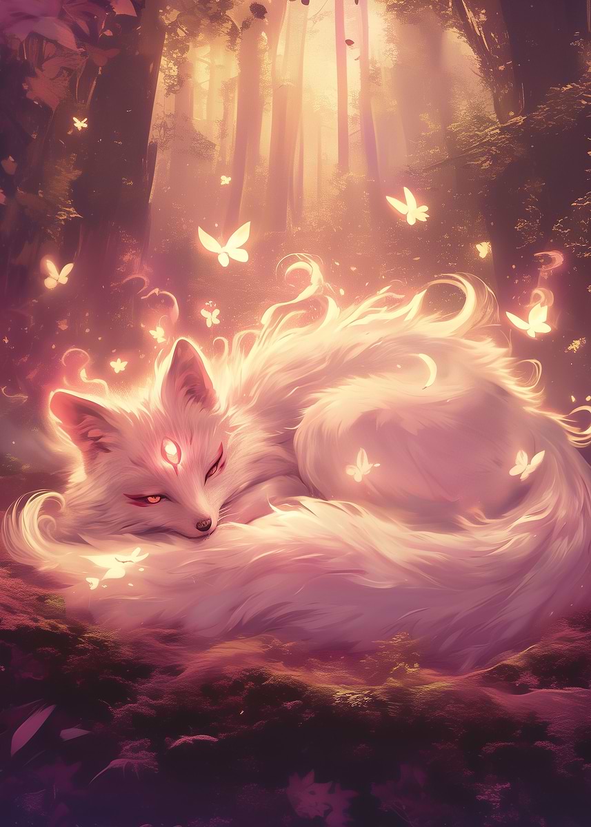 'Mystical White Fox' Poster, picture, metal print, paint by Luna Echo ...