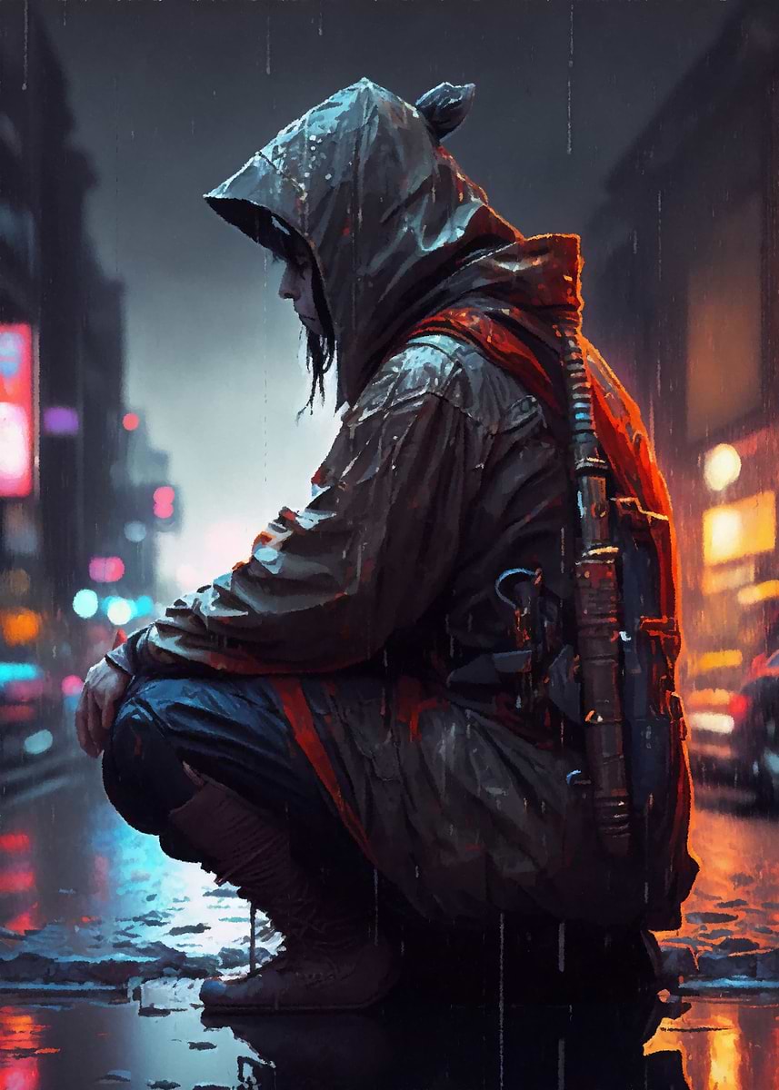 'Rainy Night Warrior' Poster, picture, metal print, paint by Anamitra ...