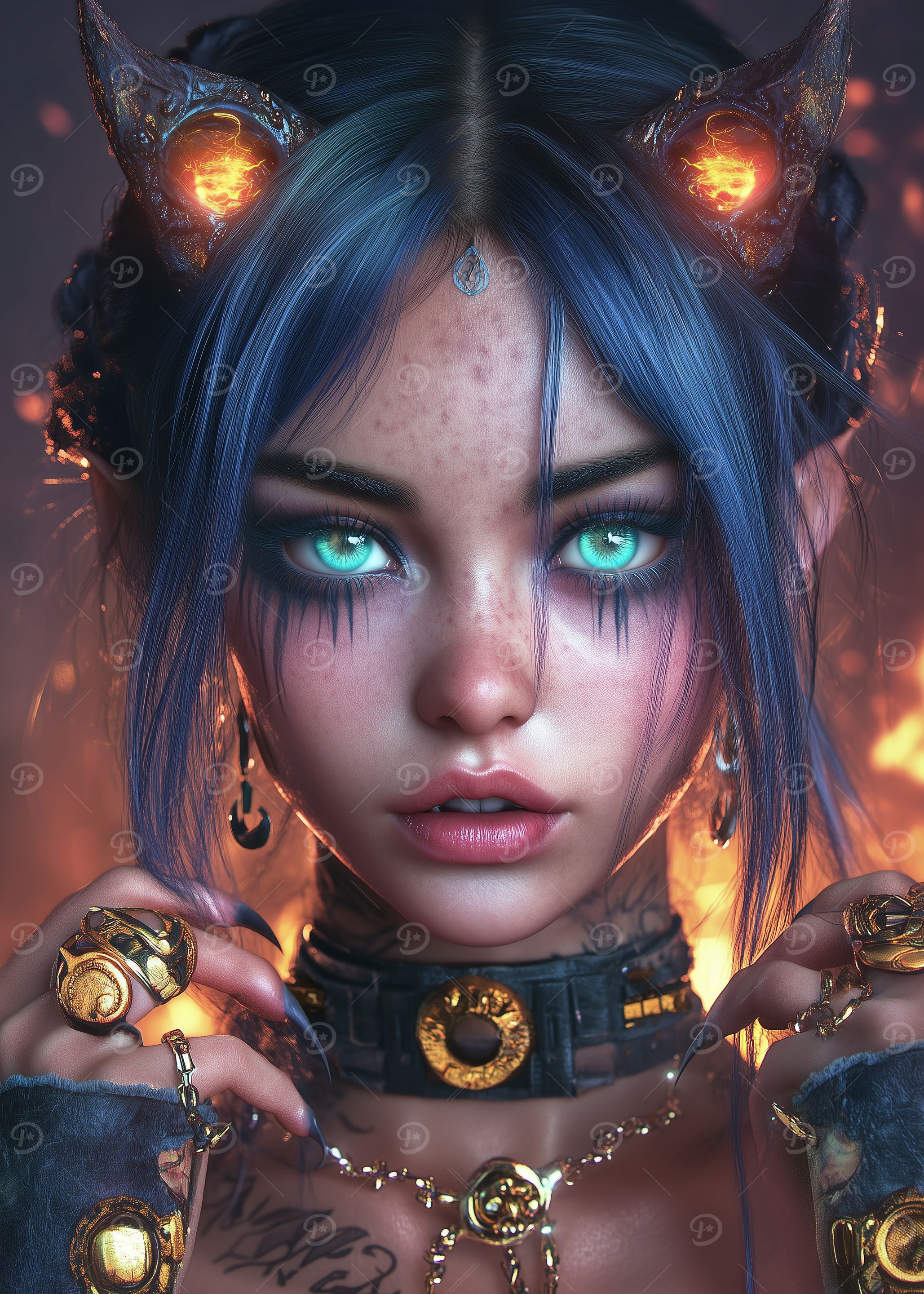 'Fiery Demoness Portrait' Poster, picture, metal print, paint by shakes ...