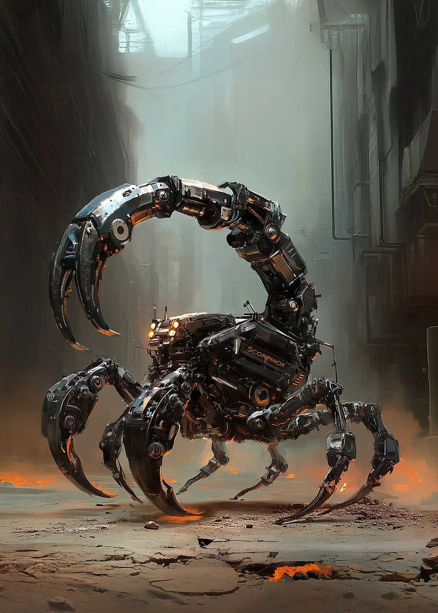 'Cyberpunk Scorpion Mech' Poster, picture, metal print, paint by ...