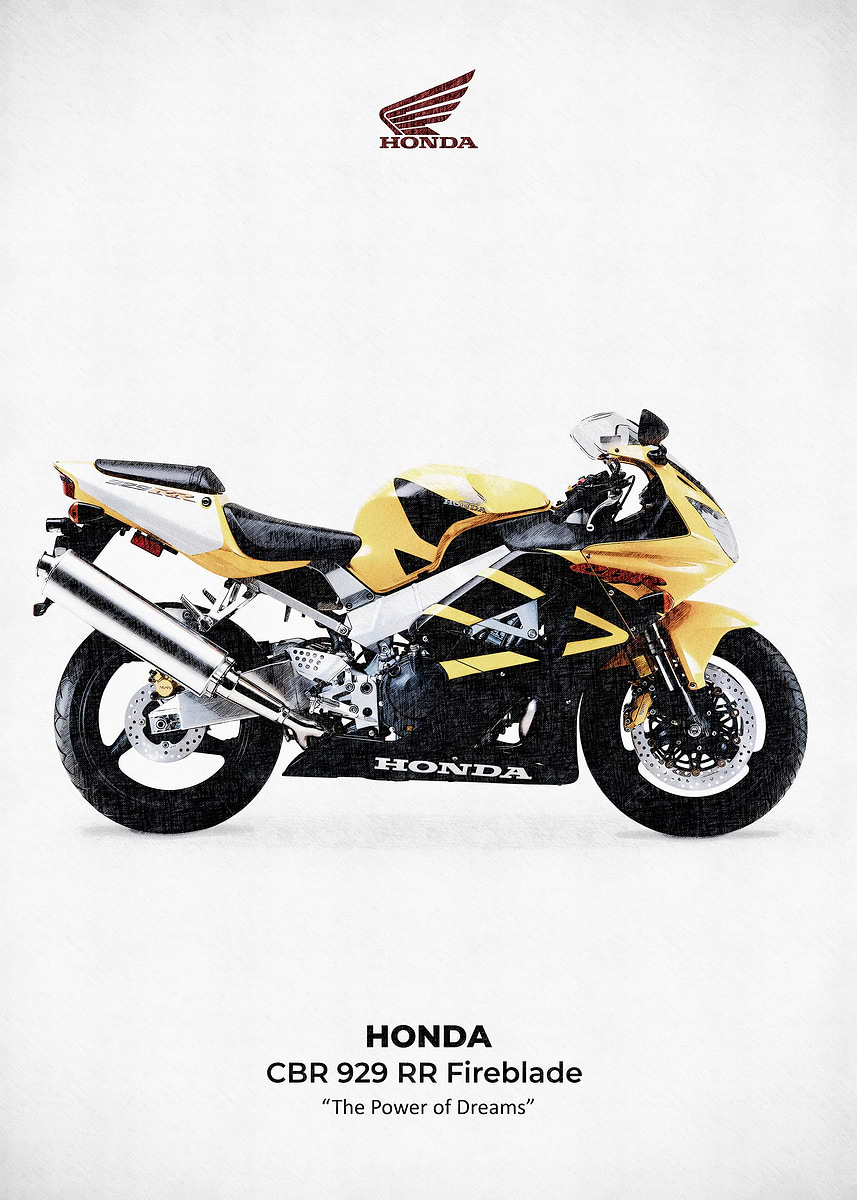 'Honda CBR 929 RR Fireblade' Poster, picture, metal print, paint by ...