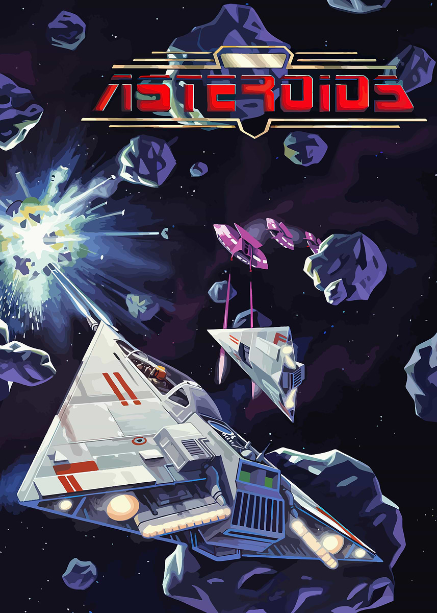 'Asteroids Game Art' Poster, picture, metal print, paint by Mr Simple ...