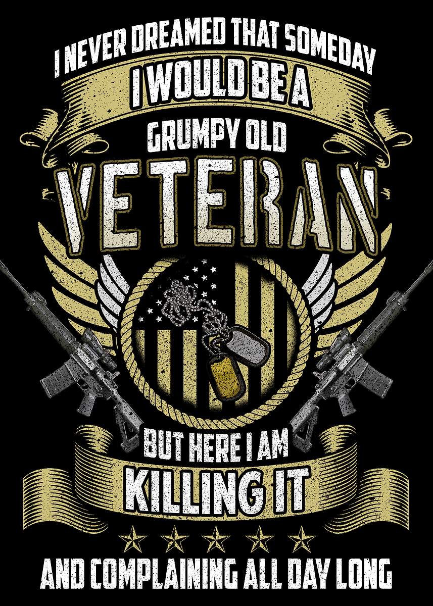 'Grumpy Old Veteran ' Poster, picture, metal print, paint by Dinos ...