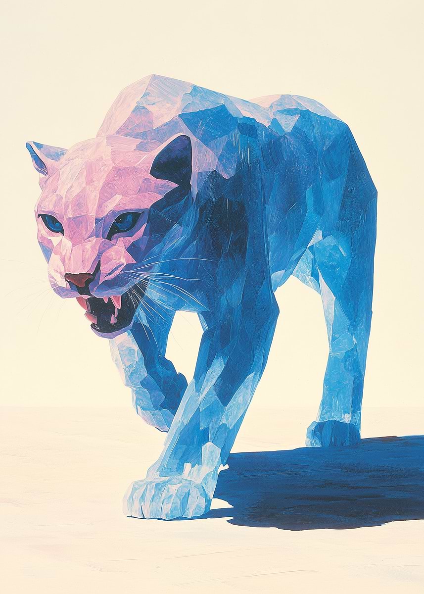'Geometric Cougar' Poster, picture, metal print, paint by ...
