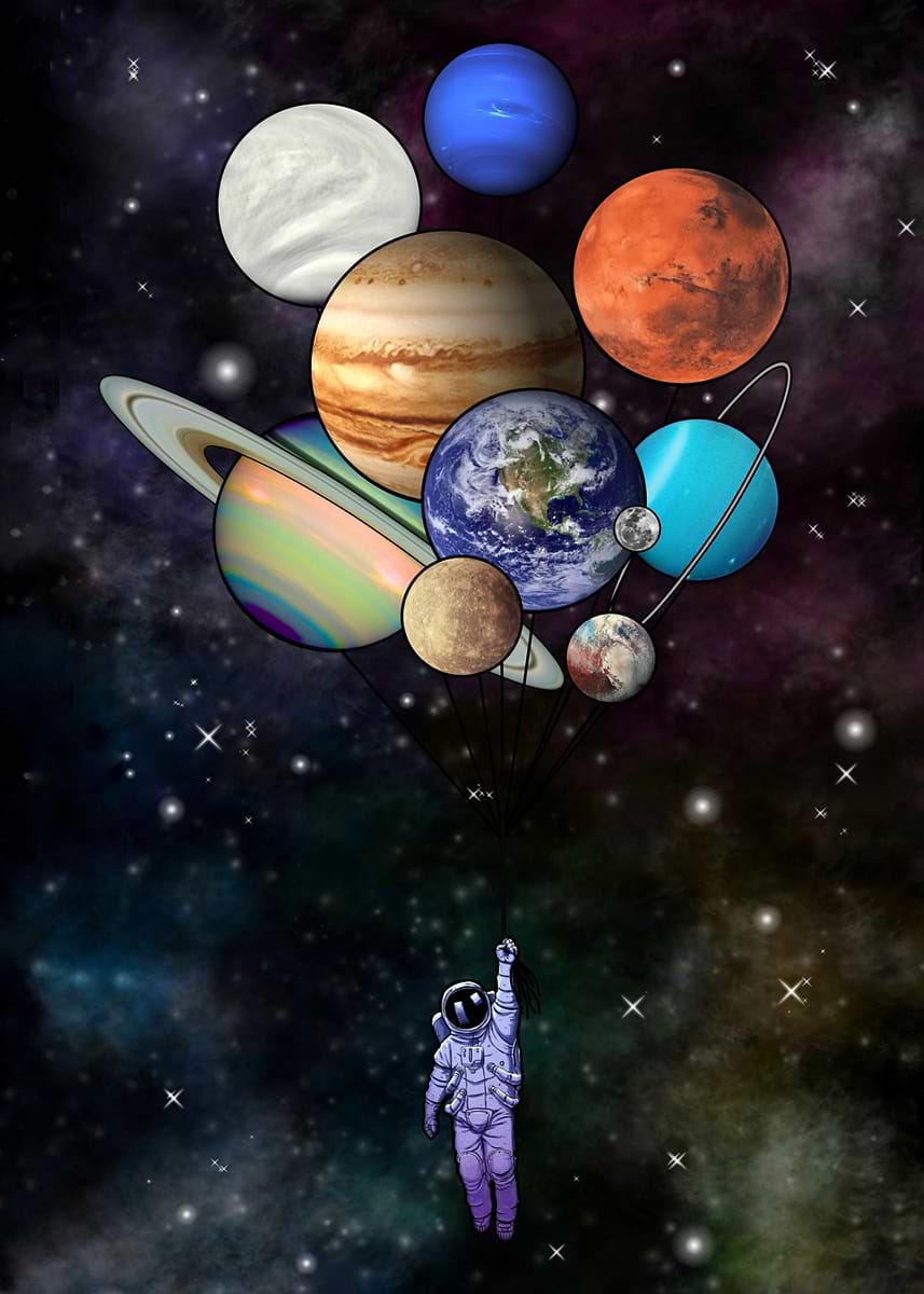 'Planet Balloons' Poster, picture, metal print, paint by paperandpixels ...