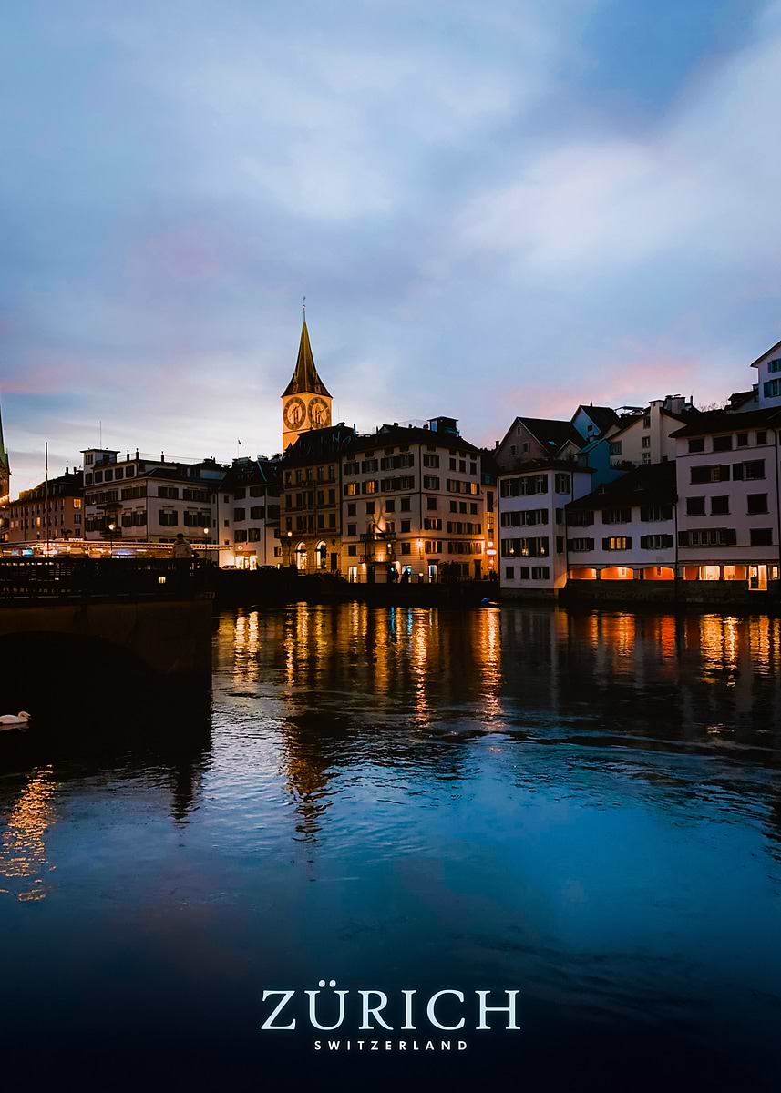 'Zurich Cityscape Switzerland' Poster, picture, metal print, paint by ...