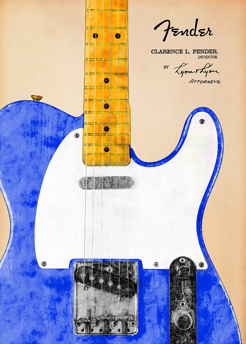 'Fender Telecaster Guitar' Poster, picture, metal print, paint by Cris ...