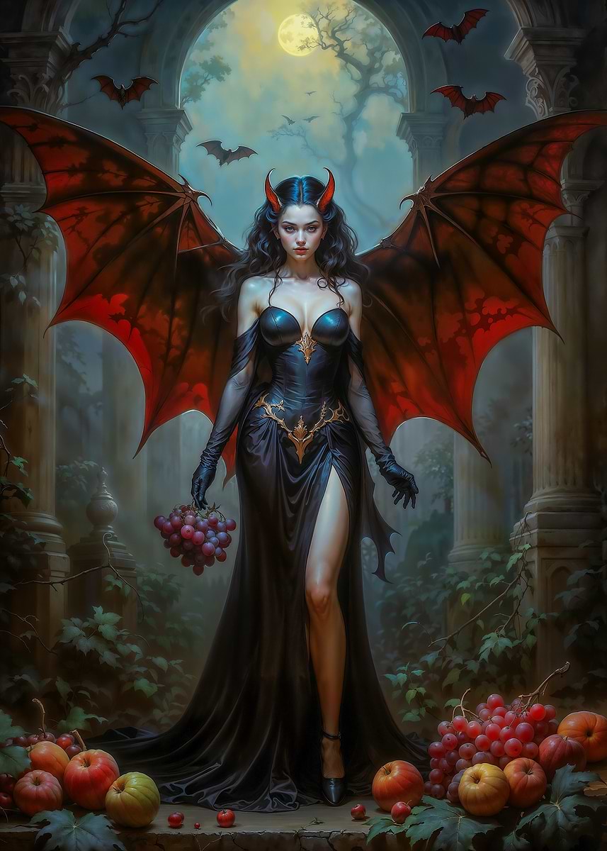 'Lilith, Demoness with Wings' Poster, picture, metal print, paint by ...