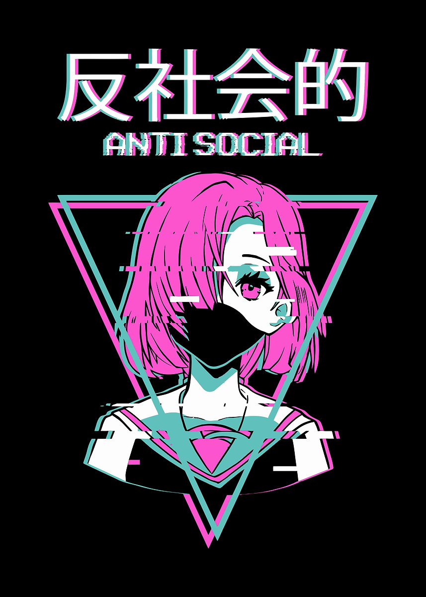 'Anti-Social Anime Girl' Poster, picture, metal print, paint by Éclips ...