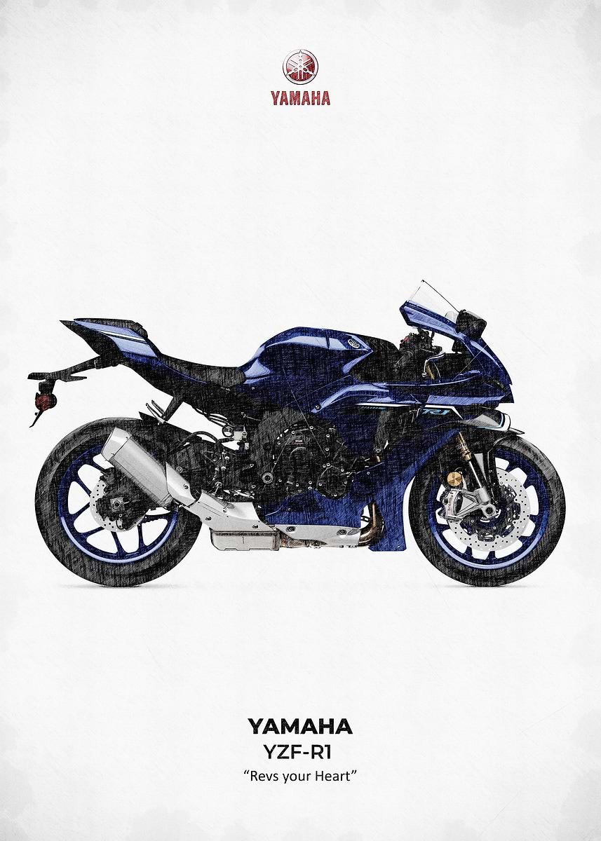 'Yamaha YZF-R1 Motorcycle' Poster, picture, metal print, paint by Best ...