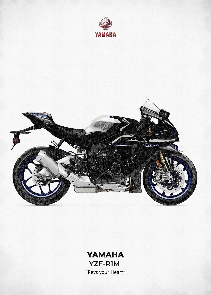 'Yamaha YZF-R1M Motorcycle' Poster, picture, metal print, paint by Best ...