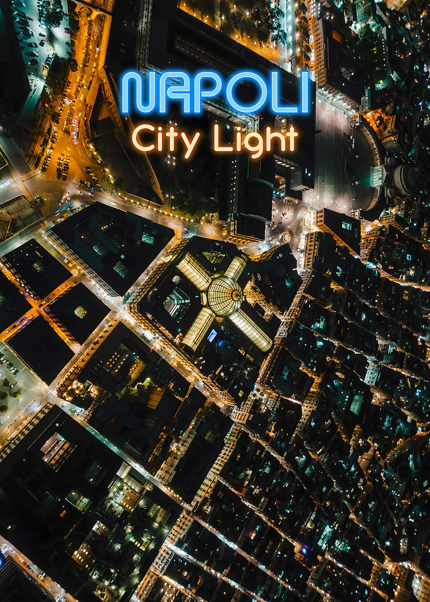 'Napoli City Lights Aerial' Poster, picture, metal print, paint by ...