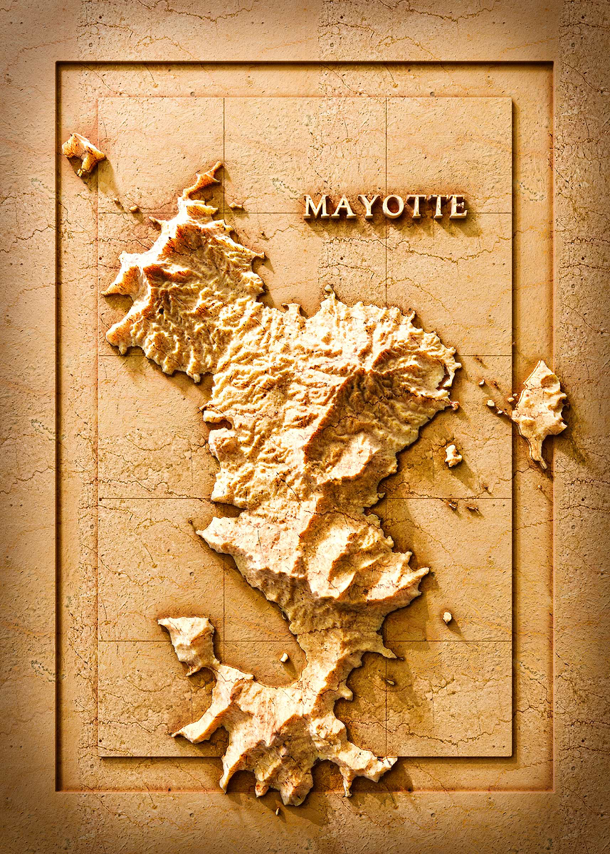 'Mayotte Island Map' Poster, picture, metal print, paint by AYMERIC ...