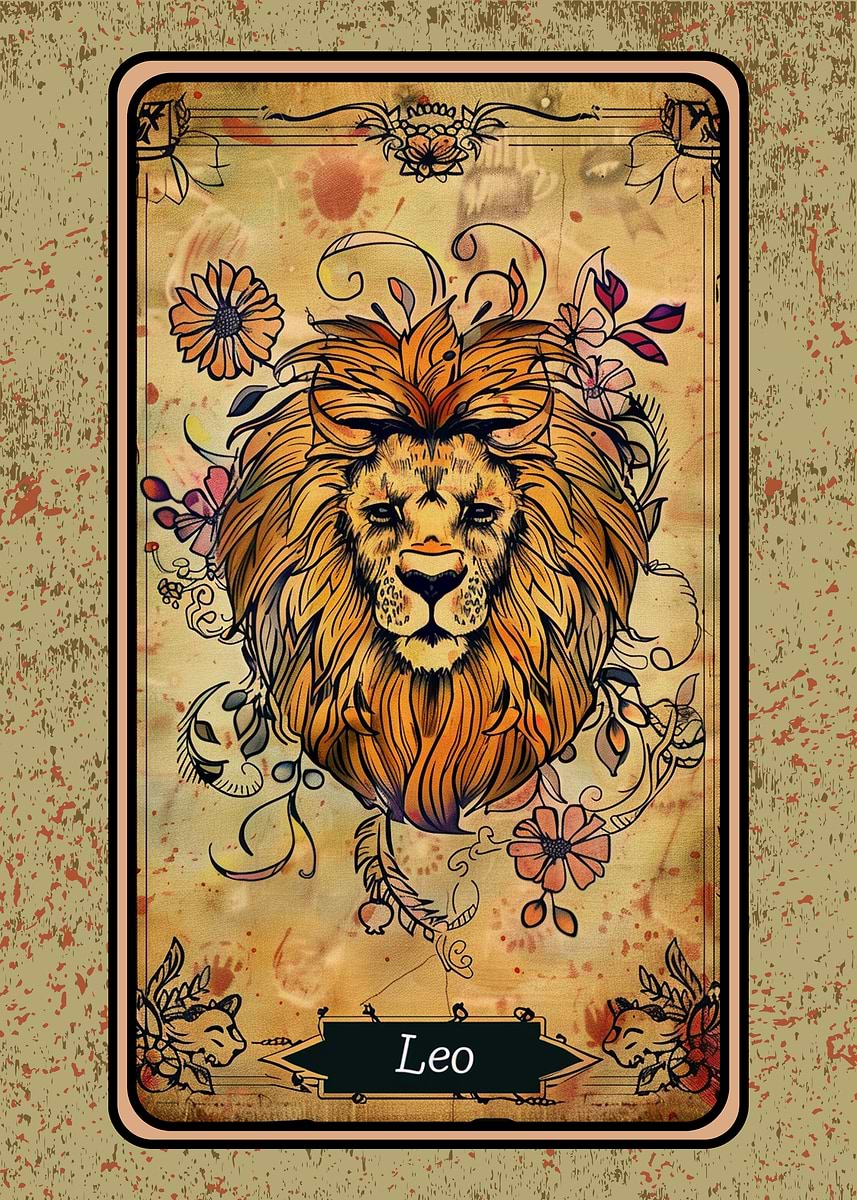 'Leo Zodiac Sign Tarot Card Illustration' Poster, picture, metal print ...