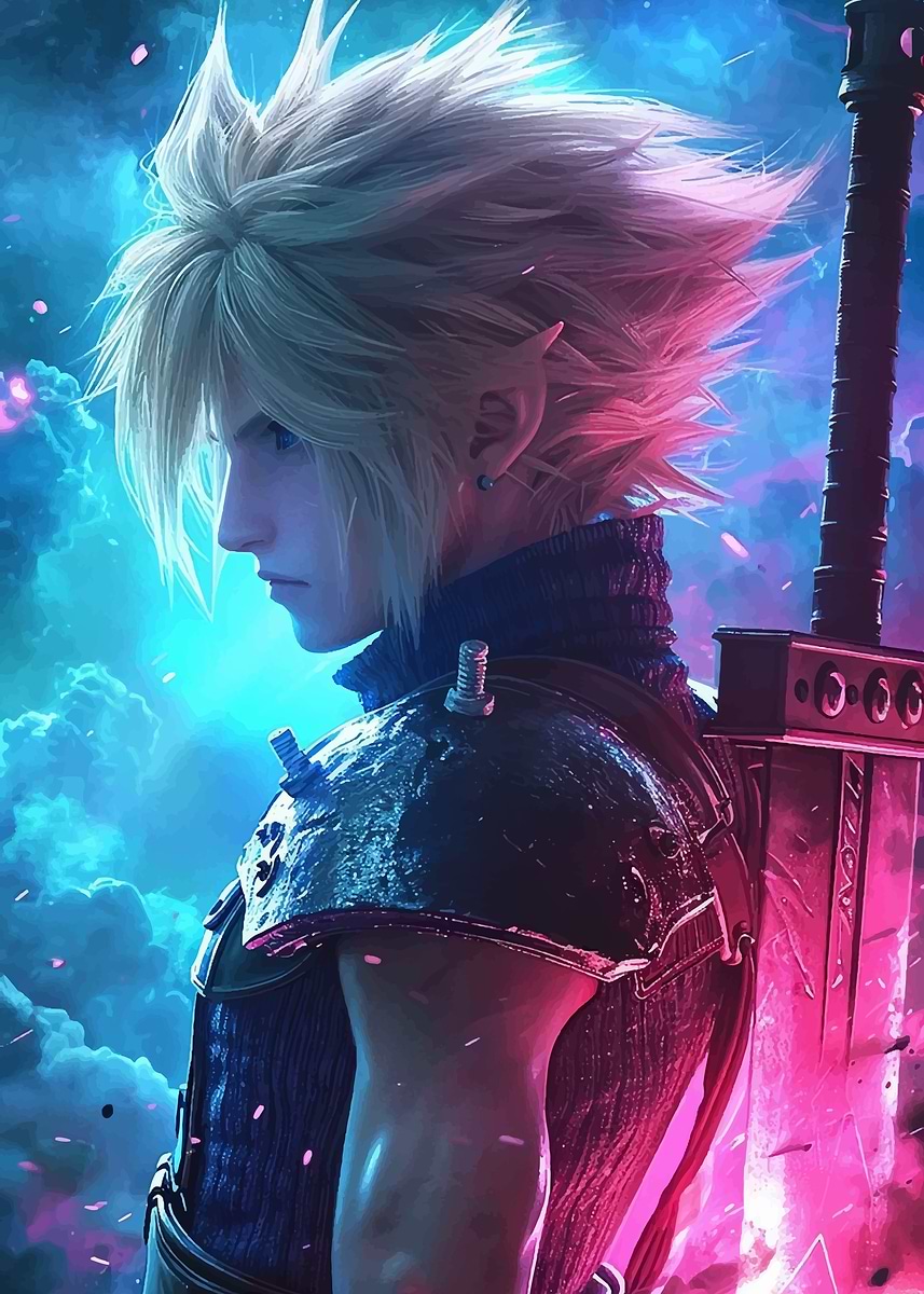 'Cloud Strife Final Fantasy VII' Poster, picture, metal print, paint by ...