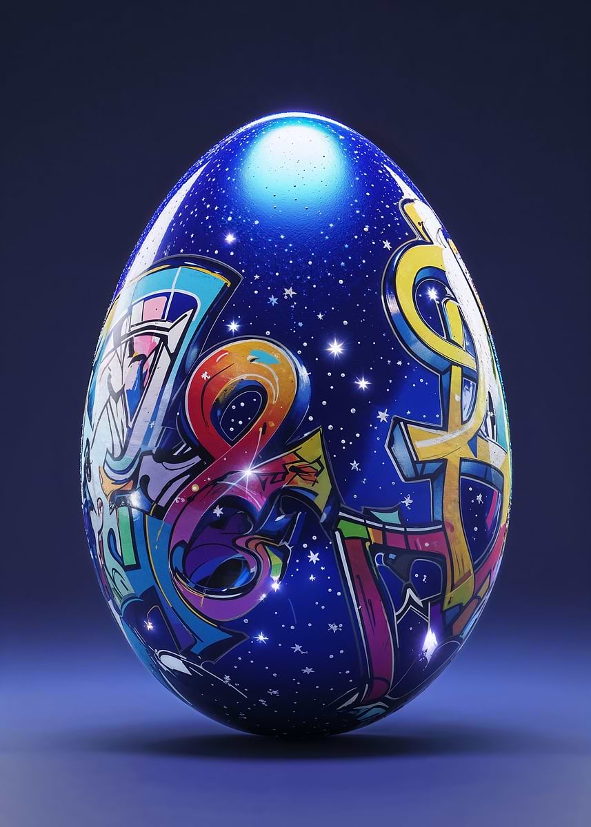 'Graffiti Deep Blue Egg' Poster, picture, metal print, paint by ...